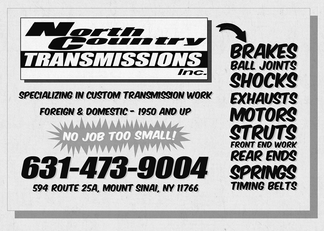 Print advertisement for North Country Transmissions, a local auto shop ...